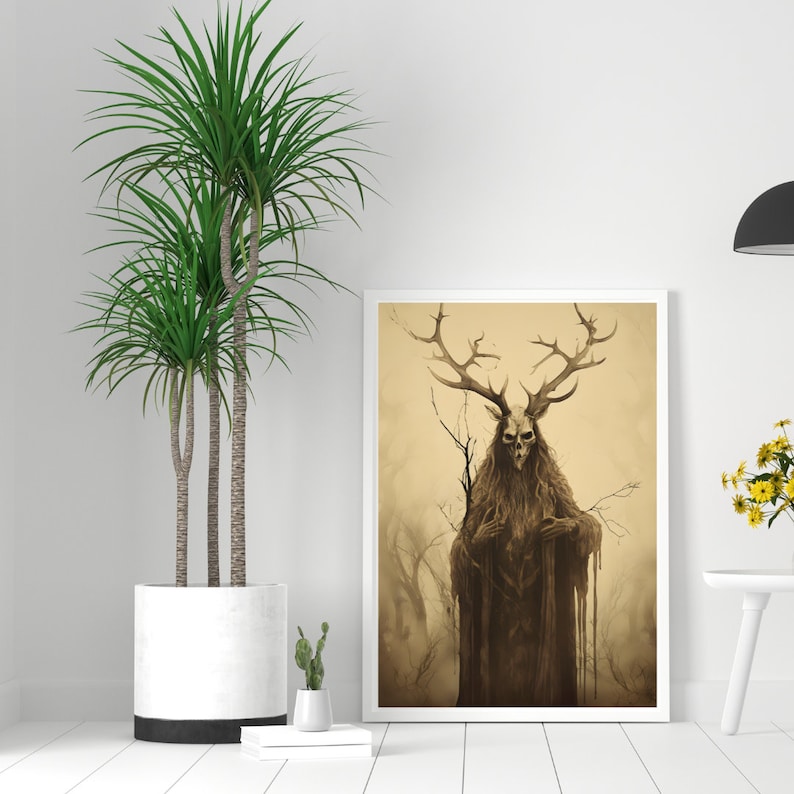 Deer Cult of the Forest, Gothic Wall Art Print, Victorian Print, Dark ...