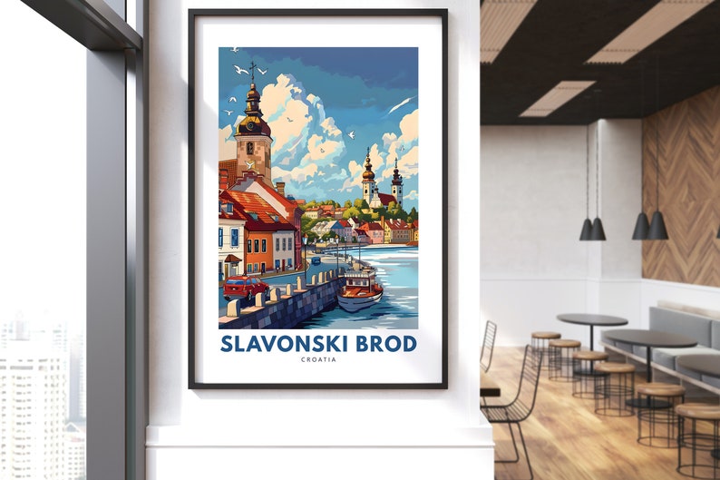 Slavonski Brod Art Print, Slavonski Brod Wall Travel Poster, Croatia Wall Decor, Slavonski Brod ...