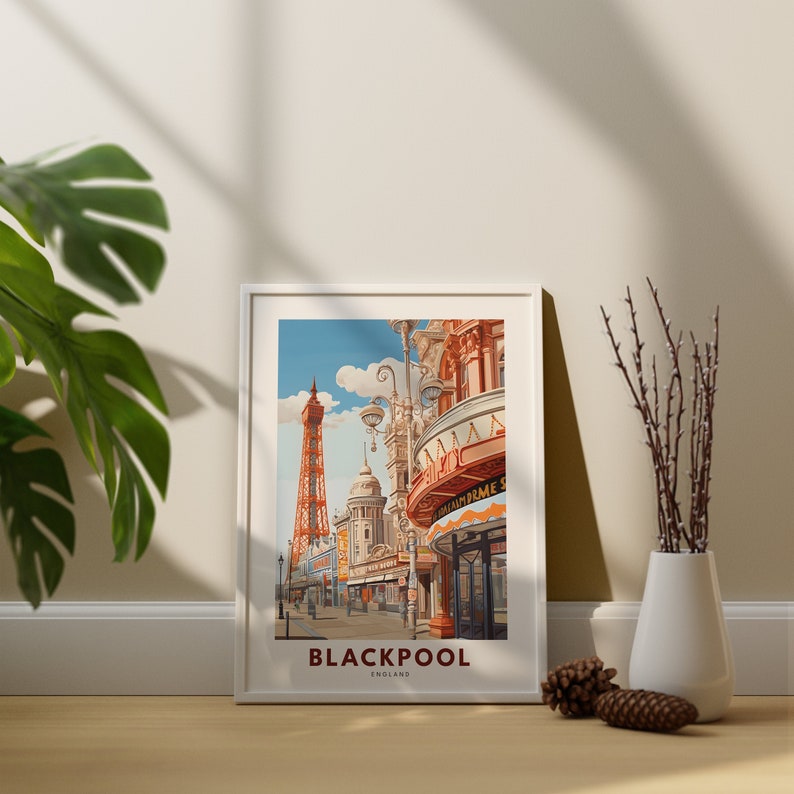 Blackpool Travel Print, Blackpool Tower Wall Art Poster, Blackpool ...