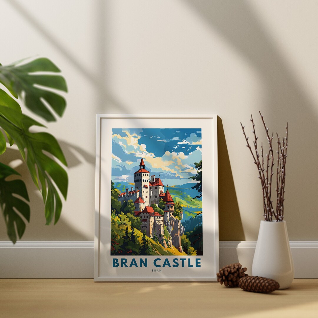 Bran Castle Art Print, Bran Castle Wall Travel Poster, Romania Wall ...