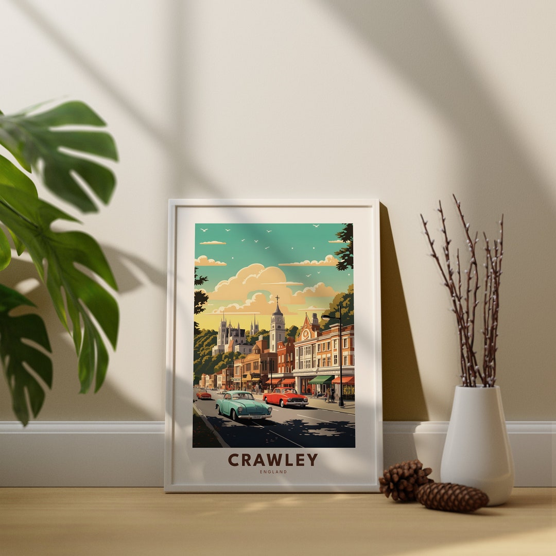 Crawley Poster Crawley Print Crawley Wandkunst England Print England ...