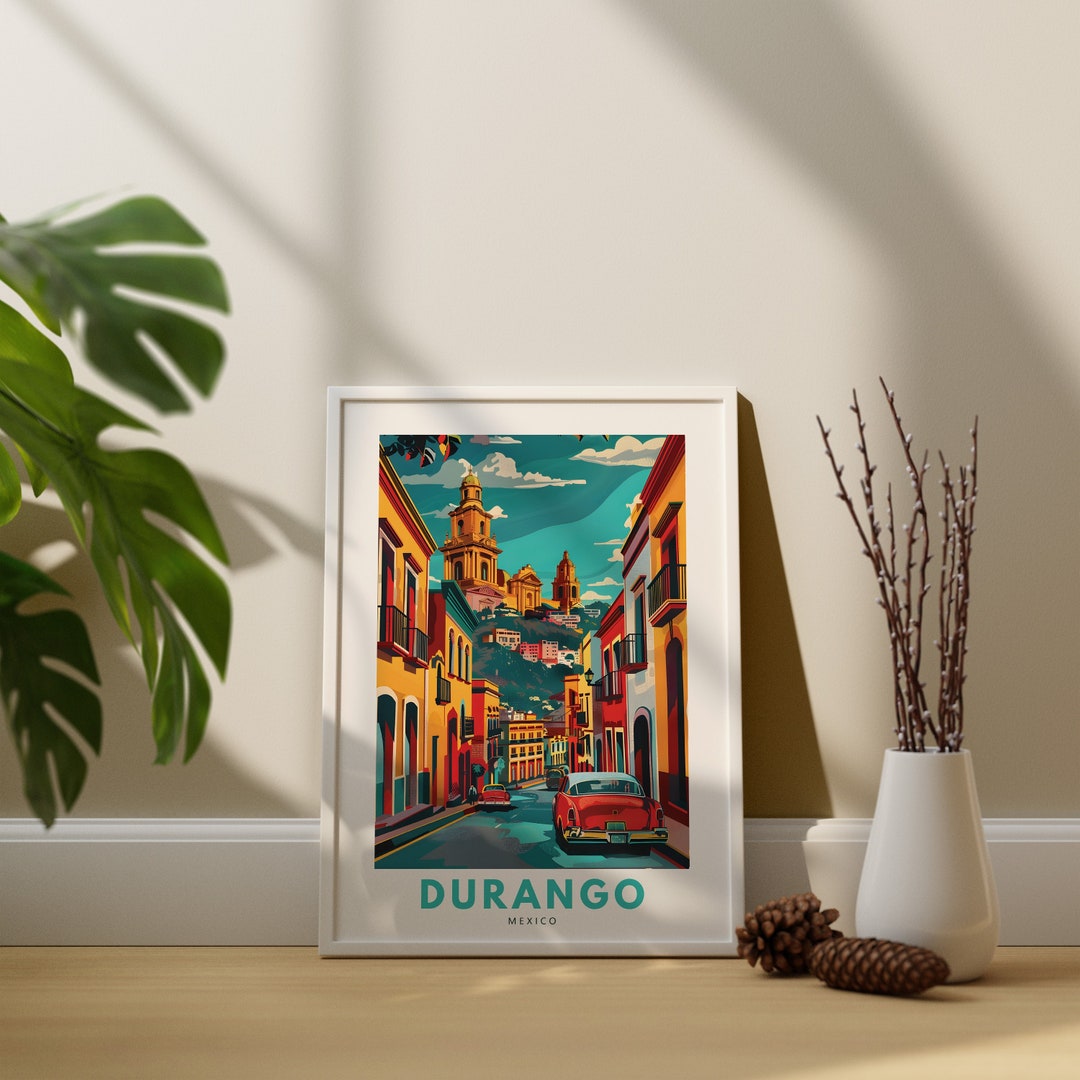 Impresión de arte de Durango, cartel de Durango, decoración de la pared ...