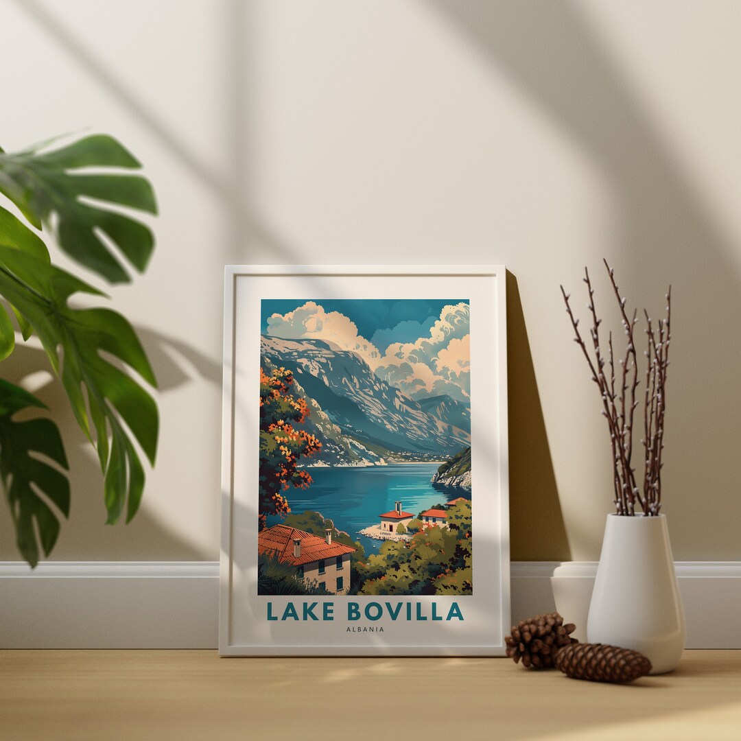 Lake Bovilla Wall Art Print, Lake Bovilla Wall Travel Poster, Albania ...