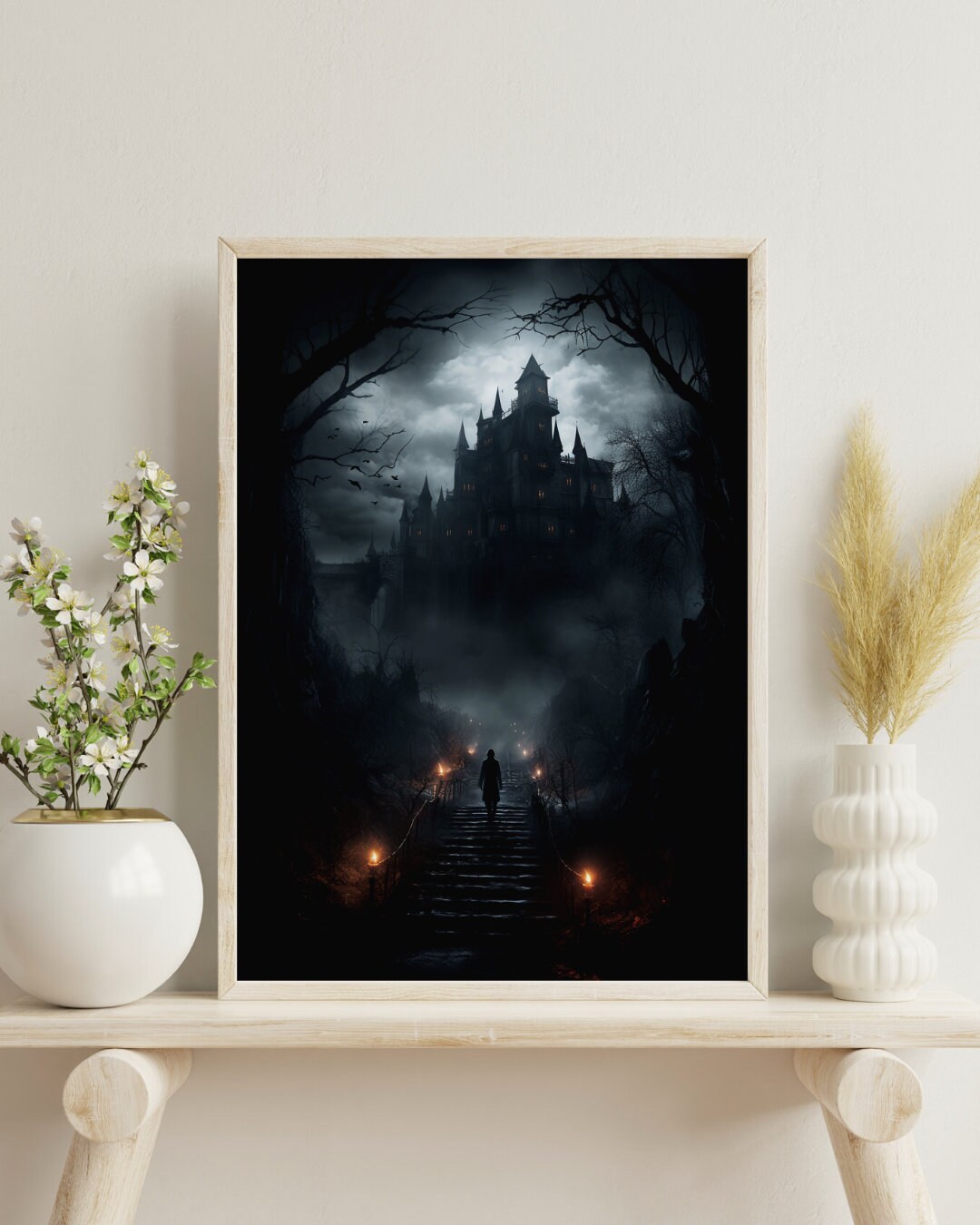Gothic Castle Print Vampire Print Scary Castle Vampire Wall Art ...