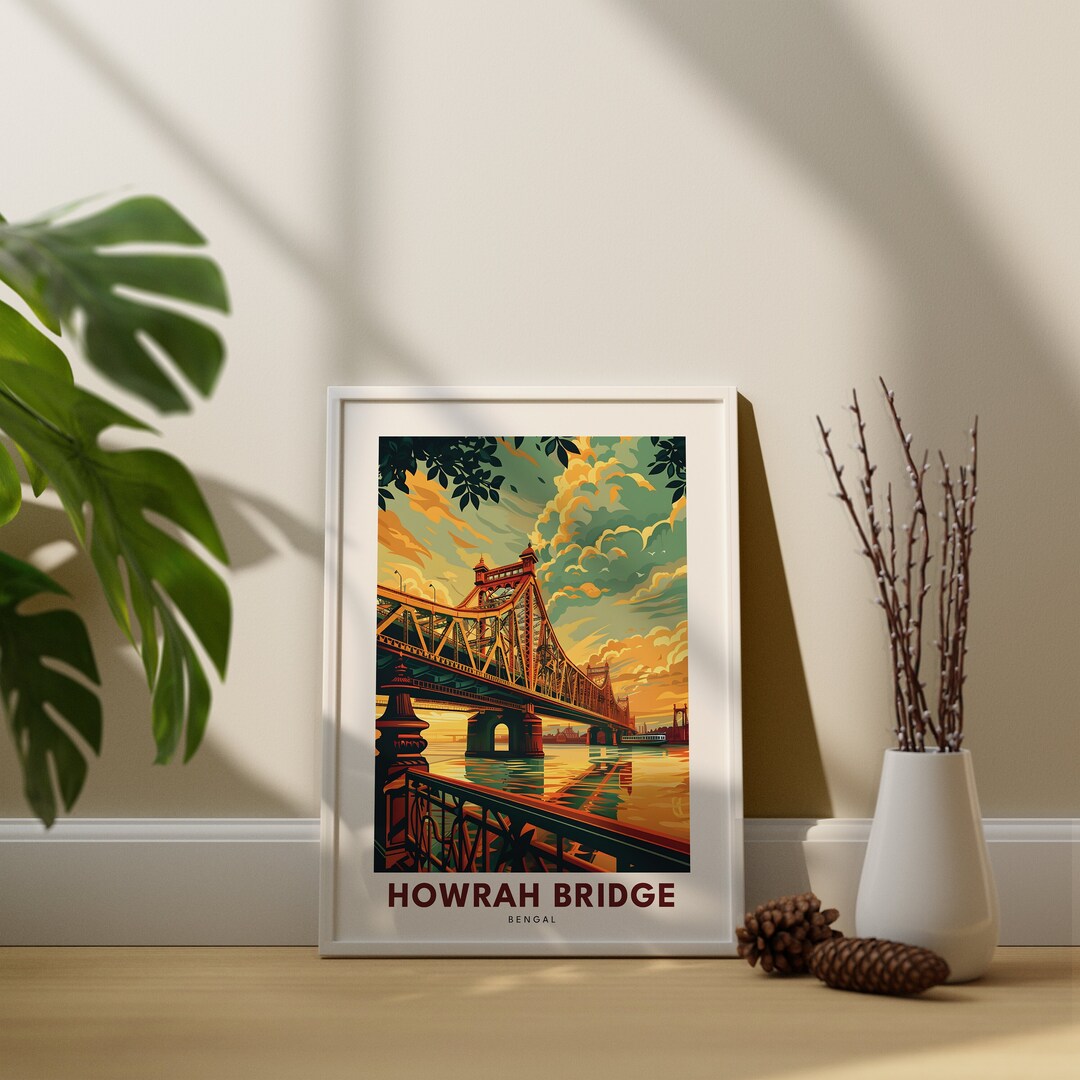 Howrah Bridge travel art print, Howrah Bridge wall art poster, India ...