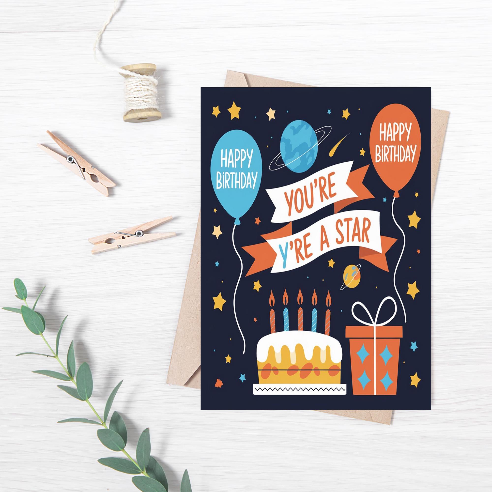 Galaxy Birthday Card | Instant Download | Printable Card | You're a ...