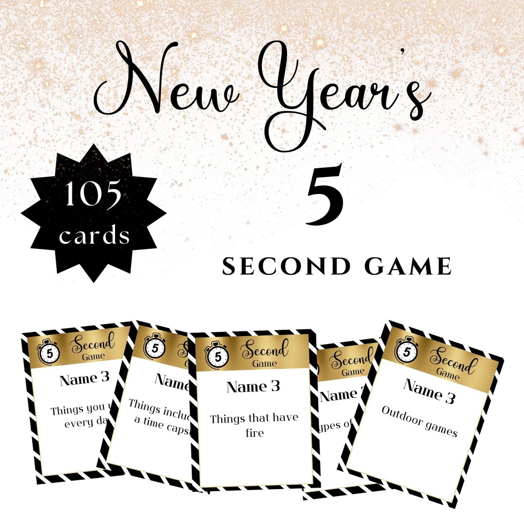 New Year's Eve 5 Second Game, New Years Party Printable Group Game ...