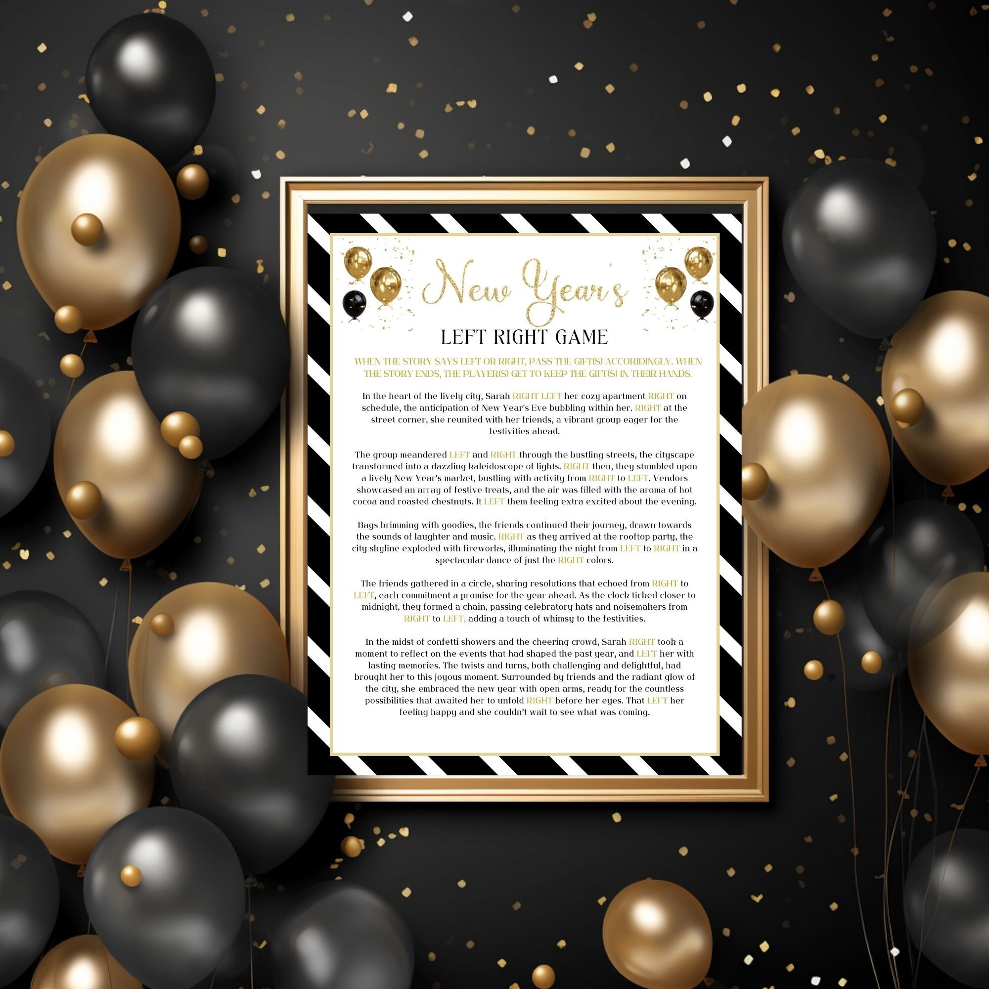 New Year's Left and Right, Pass the Prize New Year's Eve Party Fun ...