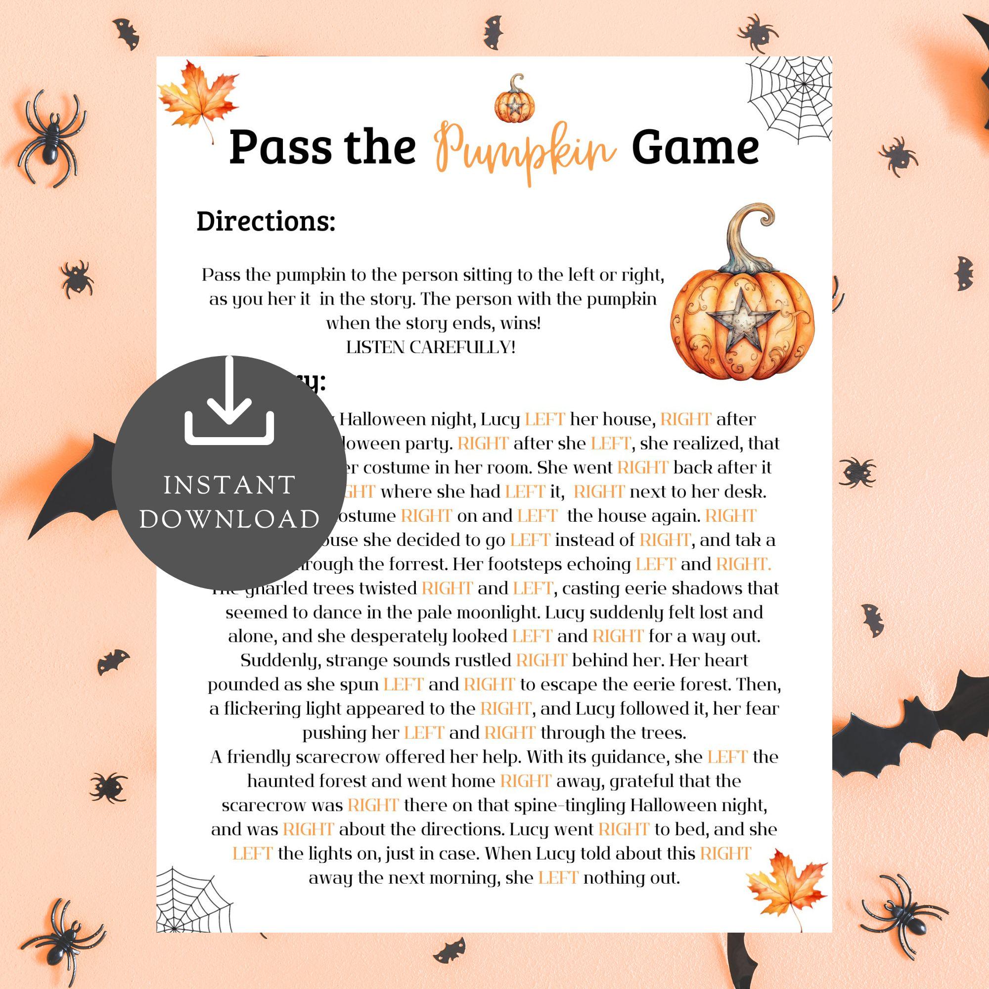 Pass the Pumpkin Game Halloween Printable, Left Right Party Games for ...