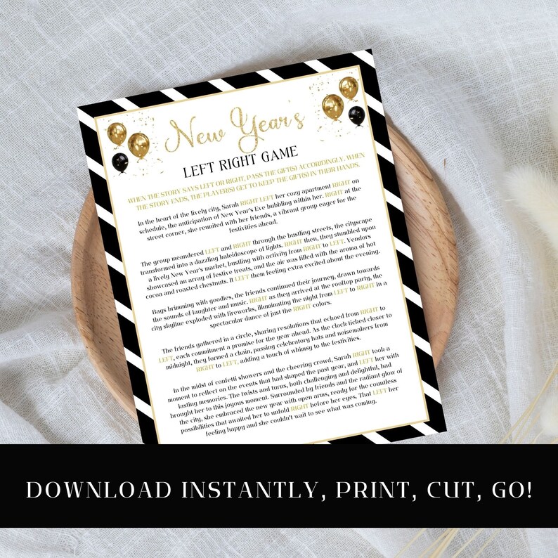 New Year's Left and Right, Pass the Prize New Year's Eve Party Fun ...