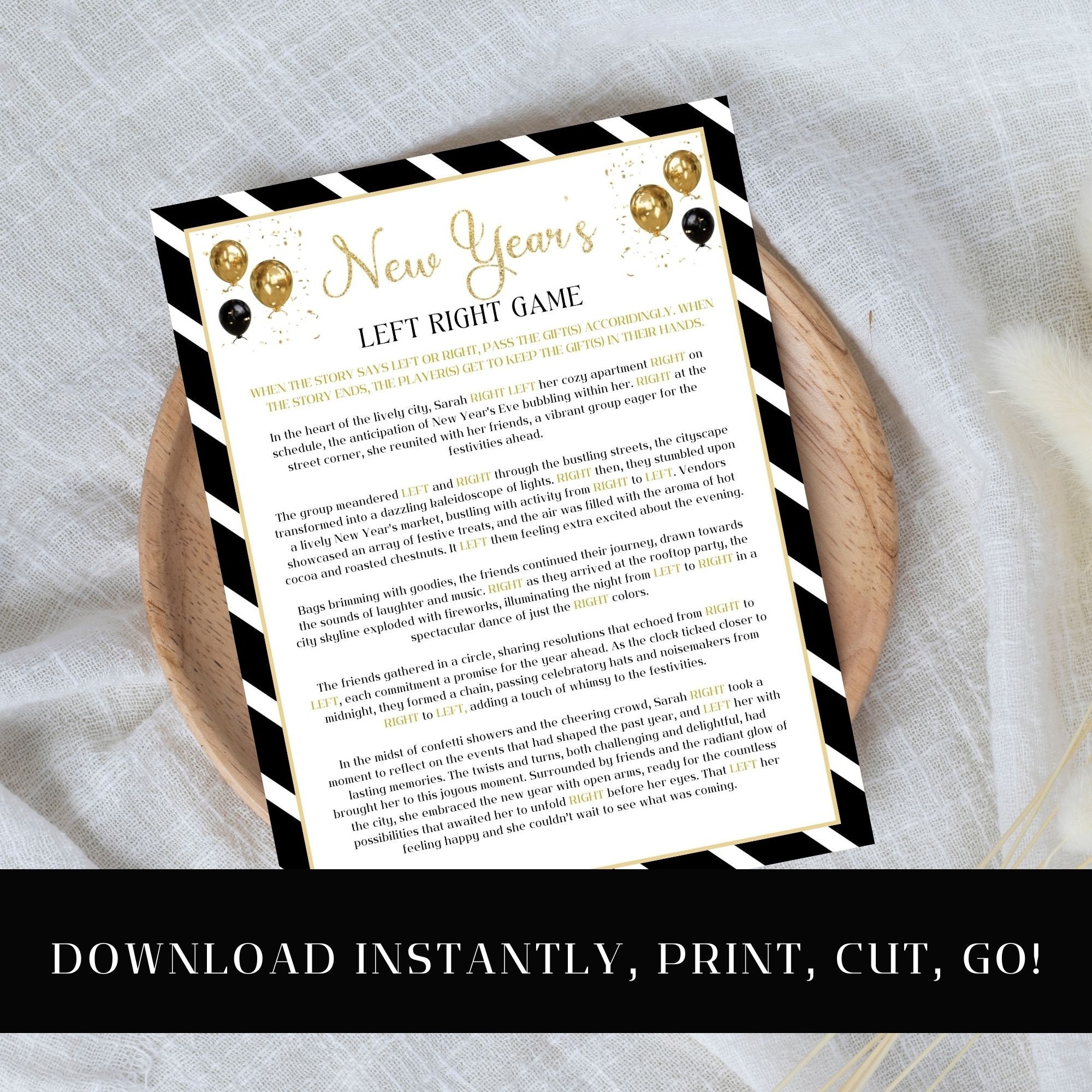 New Year's Left and Right, Pass the Prize New Year's Eve Party Fun ...