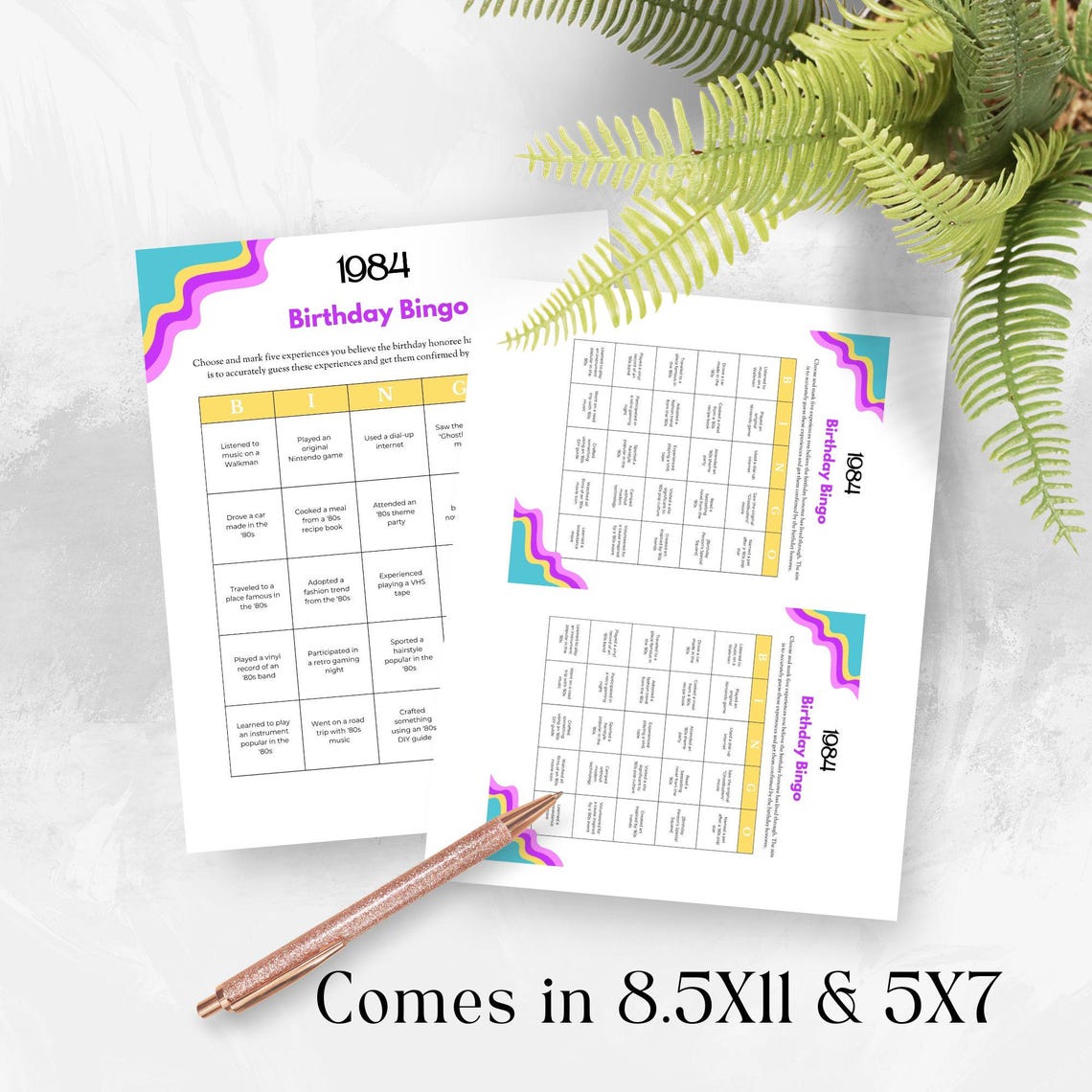 40th Birthday Party Game 1984, Born in 1984, 1984 Trivia Game, Bingo ...