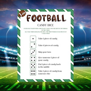 Football Party Games, Candy Dice, American Football Event for Kids ...