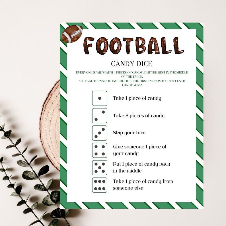 Football Party Games, Candy Dice, American Football Event for Kids ...
