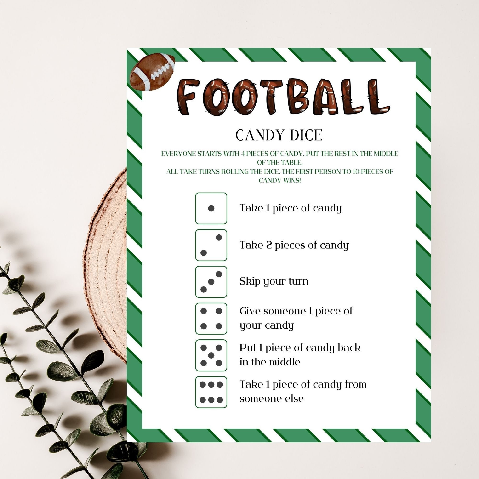 Football Party Games, Candy Dice, American Football Event for Kids ...