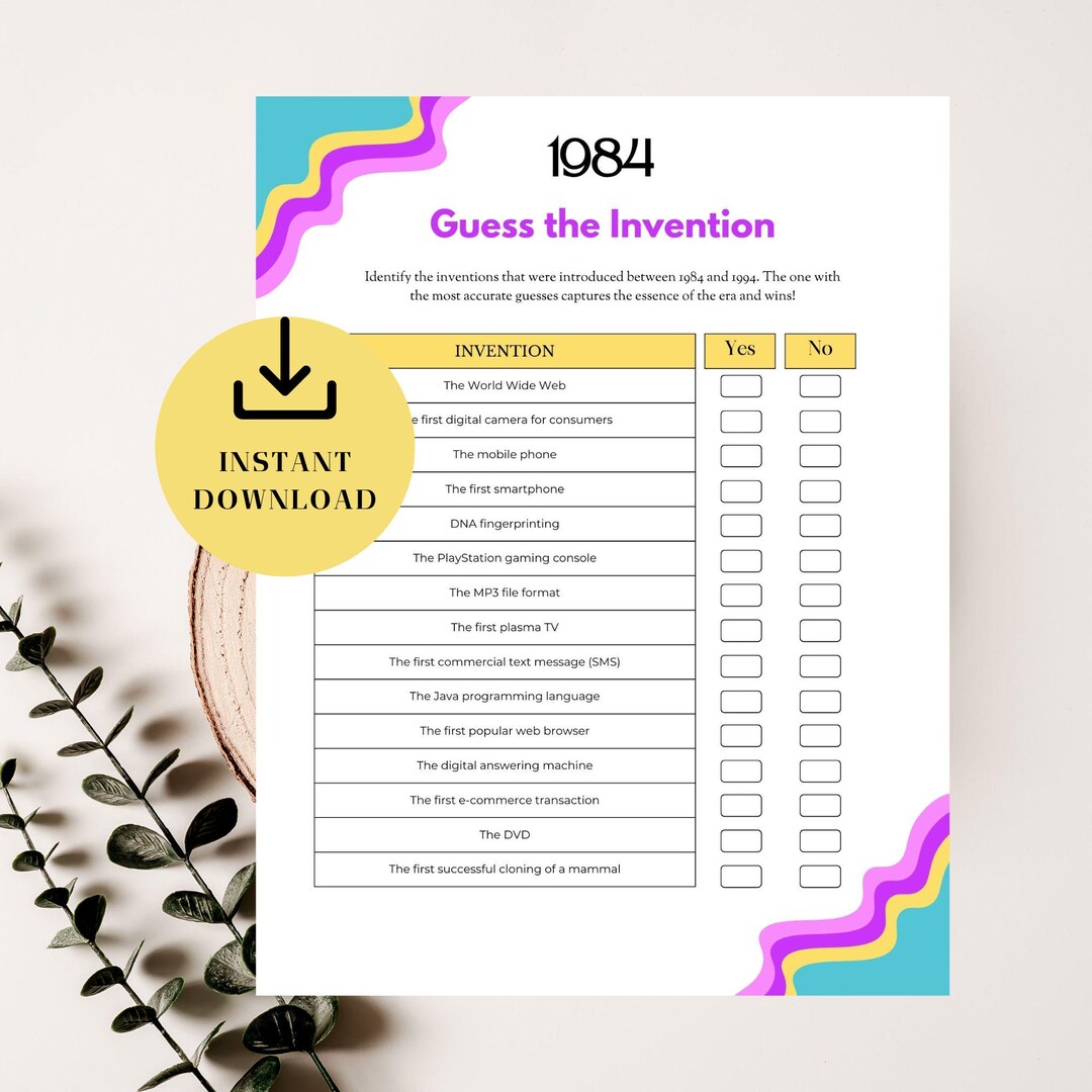 40th Birthday Party Game 1984, Born in 1984, 80s Trivia Game, Guess the ...