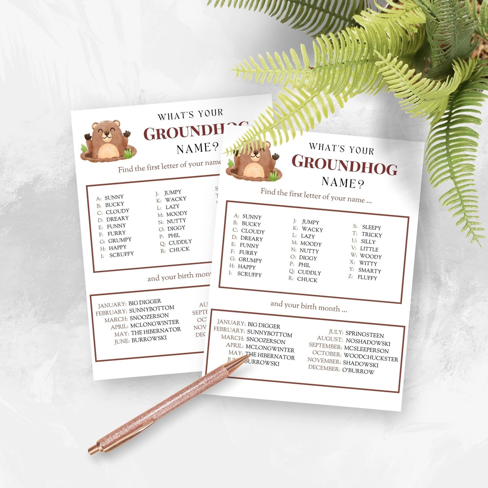 What's Your Groundhog Name, Fun Party Game for Kids and Adults, Name ...