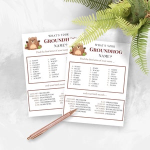What's Your Groundhog Name, Fun Party Game for Kids and Adults, Name ...