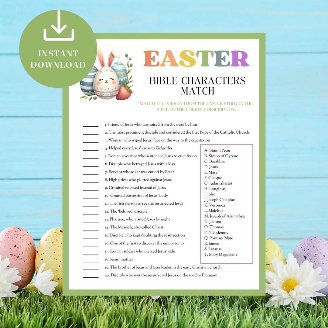 Bible Character Match, Easter Day Party Game, Religious Fun Family Time ...