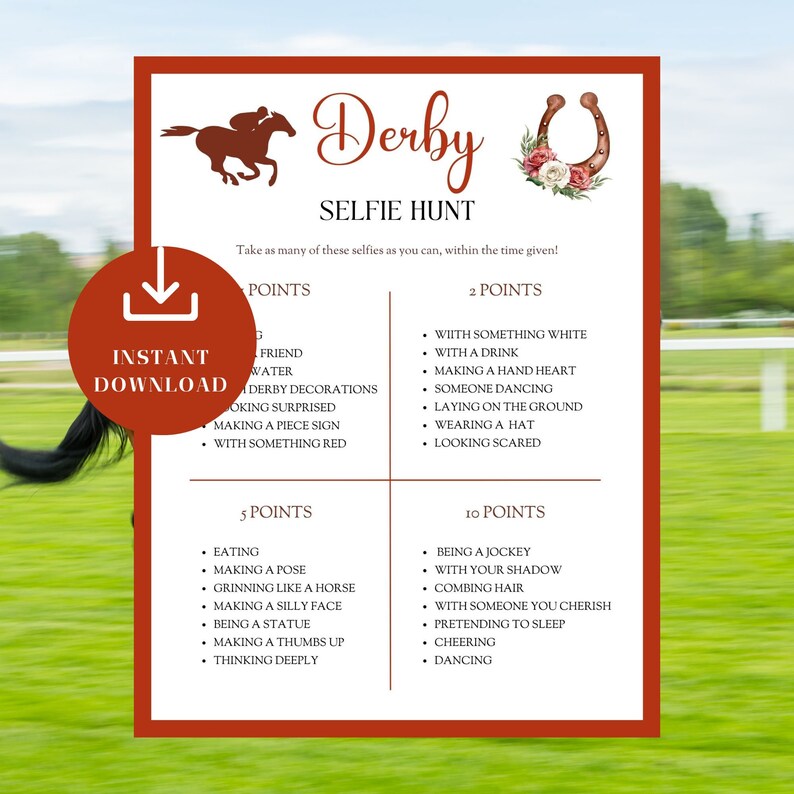 Kentucky Derby Selfie Scavenger Hunt, Triple Crown Party, Horserace ...