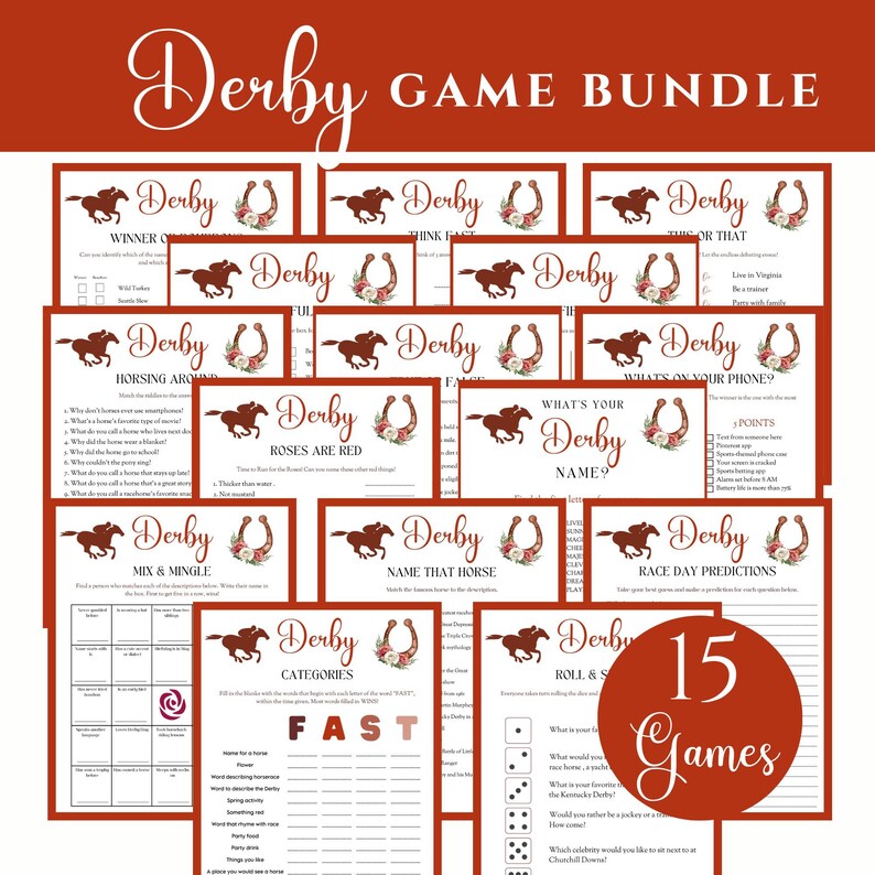 Derby Games Printable Big Bundle, Triple Crown Party, Horserace, Fun ...