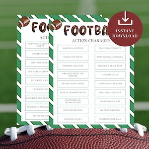 Football Action Charades, 42 Cards, American Football Party Game Day ...