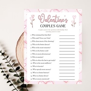 Valentine's Day Party Game for Couples, How Well Do You Know Your ...