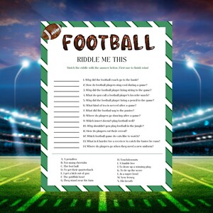 Football Party Games, Riddle Me This, American Football Jokes for Kids ...