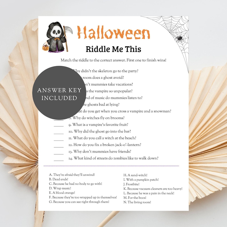 Halloween Party Game, Riddle Me This, Funny Jokes, Icebreaker Holiday ...