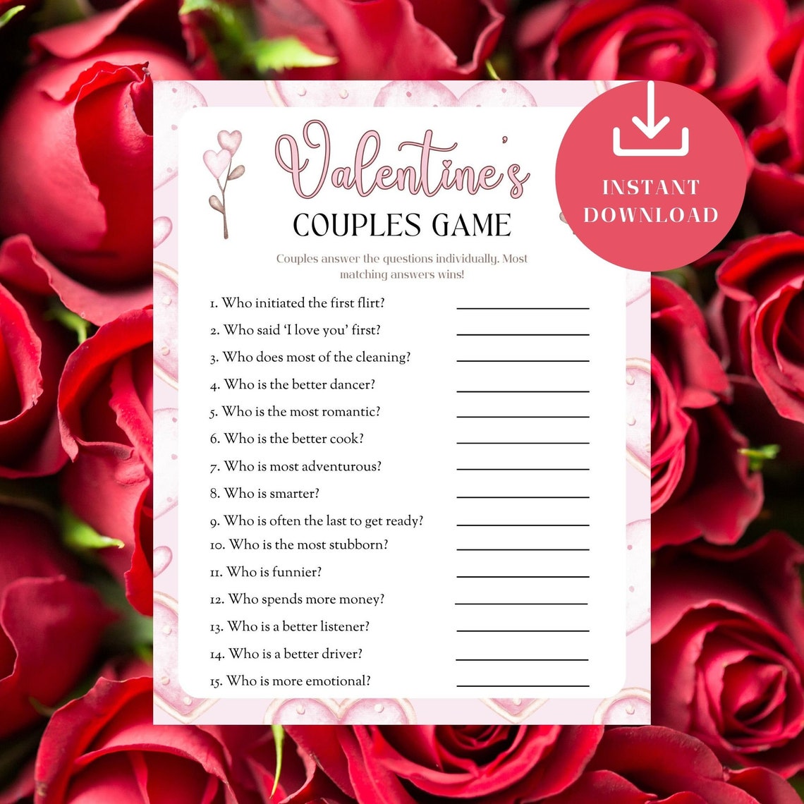 Valentine's Day Party Game for Couples, How Well Do You Know Your ...