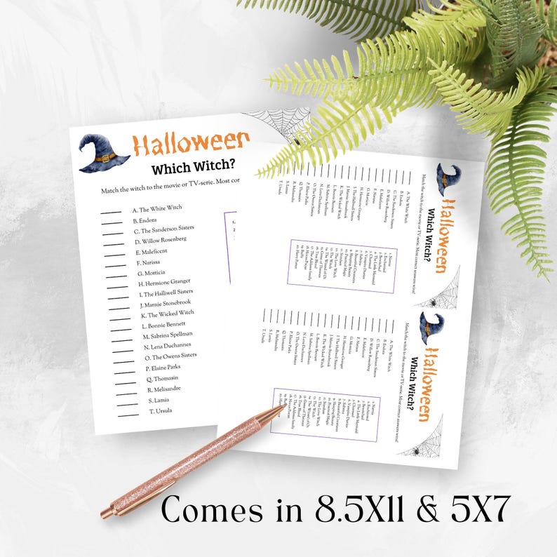Match the Witch Game, Fun Printable, Halloween Party, Witches Night Out ...