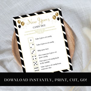 New Year's Eve Candy Dice Game, New Years Party Printable Group Game ...