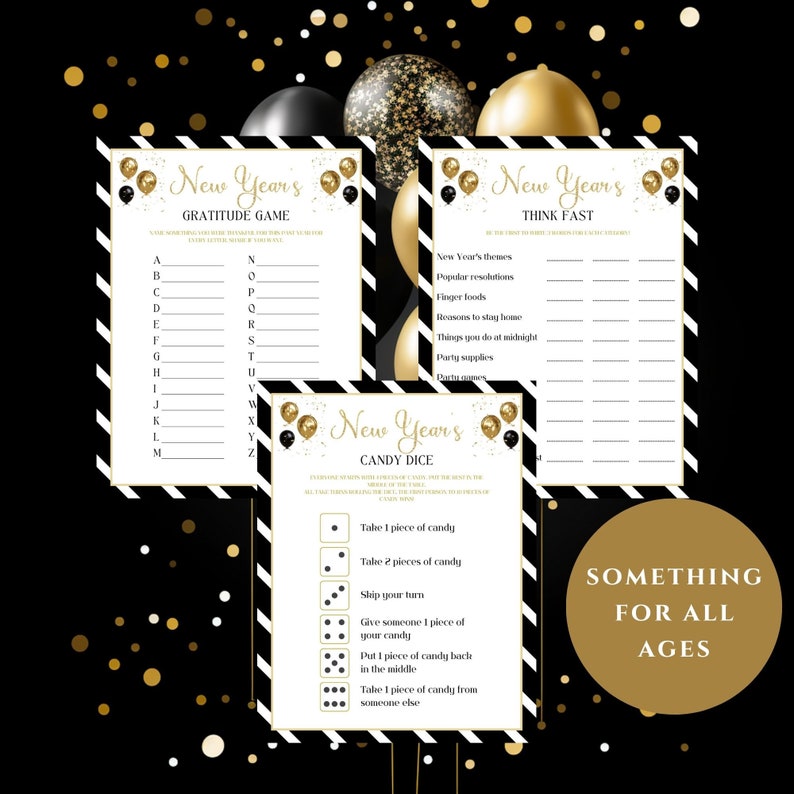 New Year's Game Bundle, Printable Family Games, Virtual Party, New ...