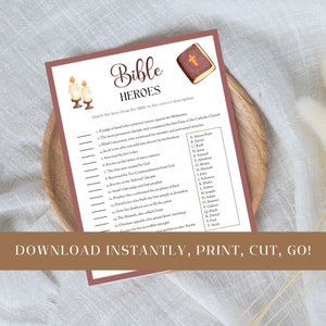 Bible Heroes Matching Game, Bible Activity for Sunday School, Youth ...