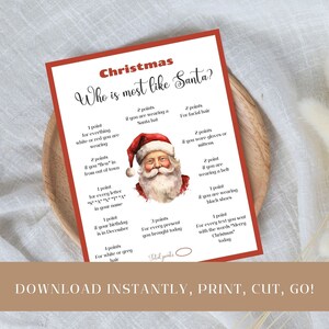 Christmas Who is Most Like Santa, Ice Breaker Game, Printable Family ...