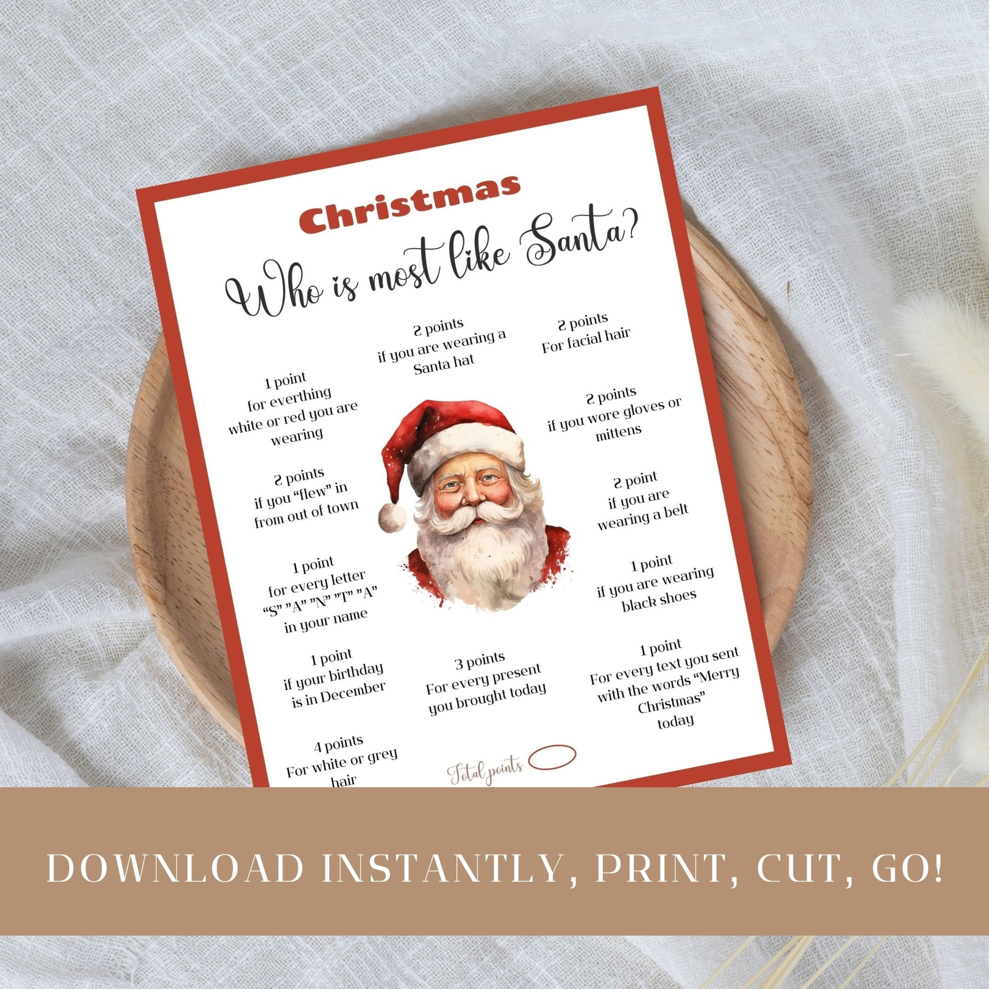 Christmas Who is Most Like Santa, Ice Breaker Game, Printable Family ...