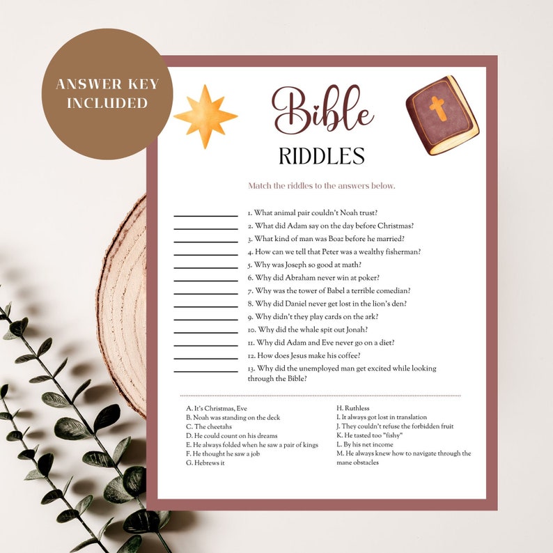 Bible Riddles Game, Fun Sunday School Quiz, Christian Printable, Kids ...