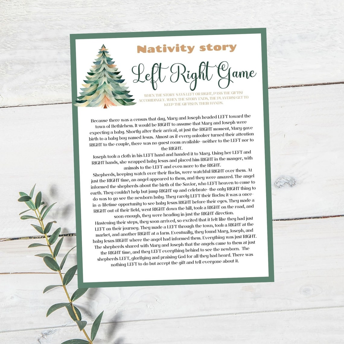 Left Right Nativity Story Christmas Game, Christmas Pass the Game Gift ...