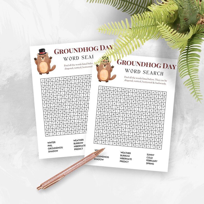 Groundhog Day Word Search, Fun Groundhog Party Game for Kids and Adults ...