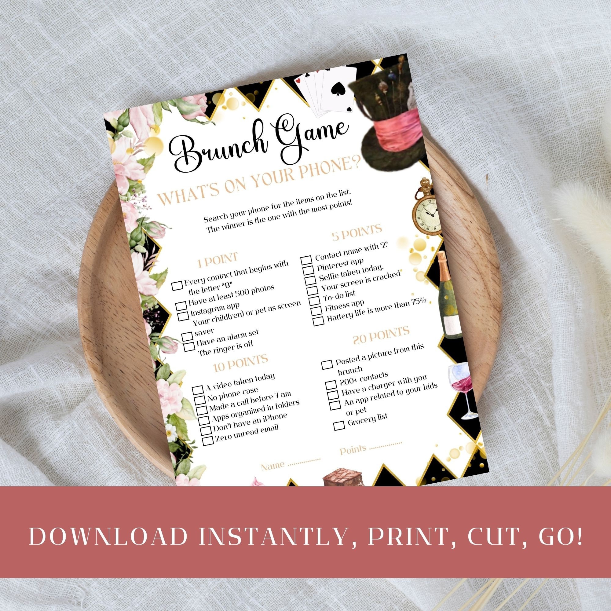 Brunch Party Game, What's on Your Phone, Girls Lunch Fun Activity ...