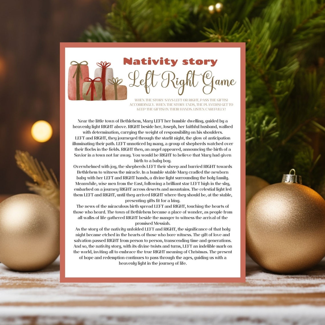 Nativity Story Left Right Christmas Game, Christmas Pass the Game Gift ...