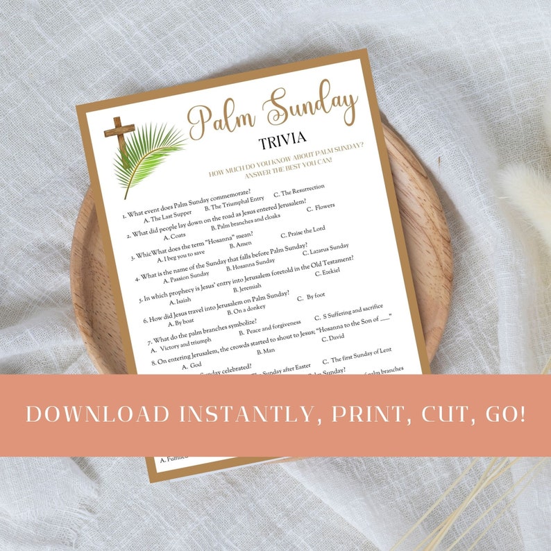 Palm Sunday Trivia Game, Holy Week Quiz, Multiple Choice Religious Game ...