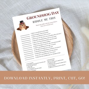 Groundhog Day Riddle Me This, Fun Groundhog Party Game for Kids and ...