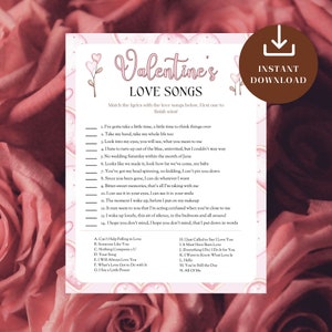 Love Songs Match, Valentine's Day Party Games, DIY Best Game for V Day ...