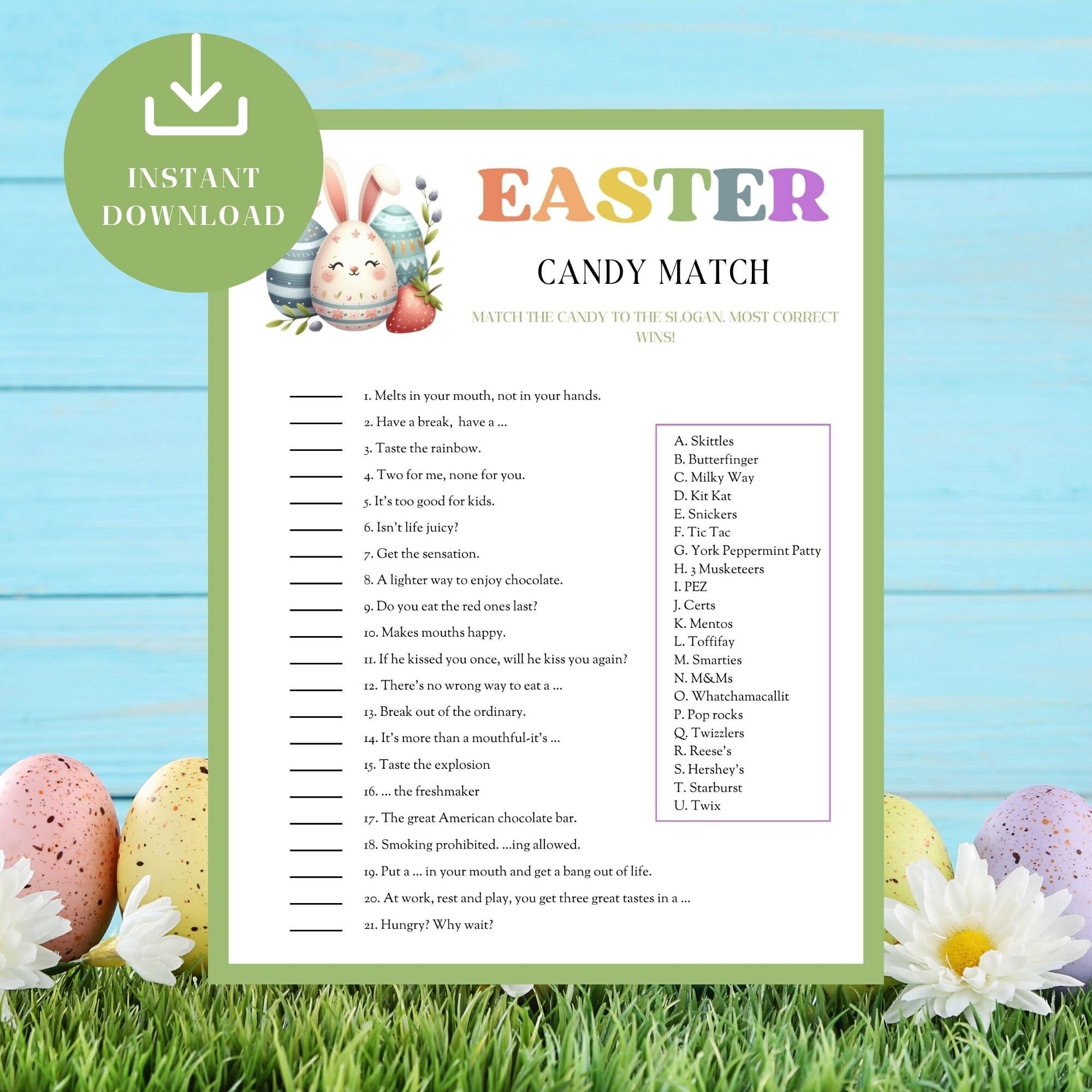 Candy Match, Easter Party Game, Fun Spring Activity for Kids Adults ...