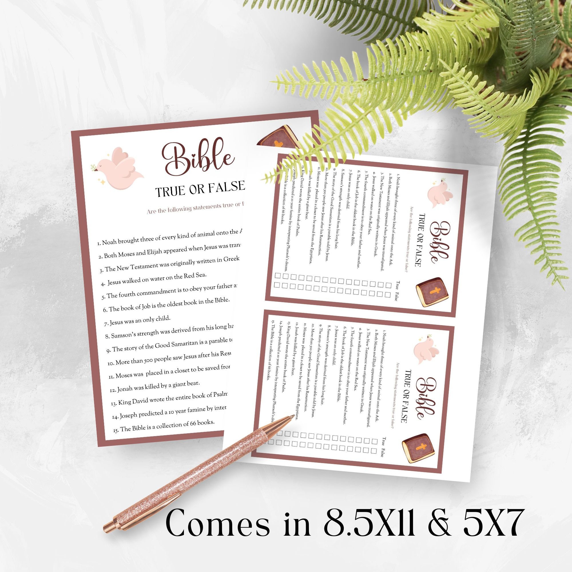 Bible True or False Trivia Game, Fun Sunday School Quiz, Christian ...