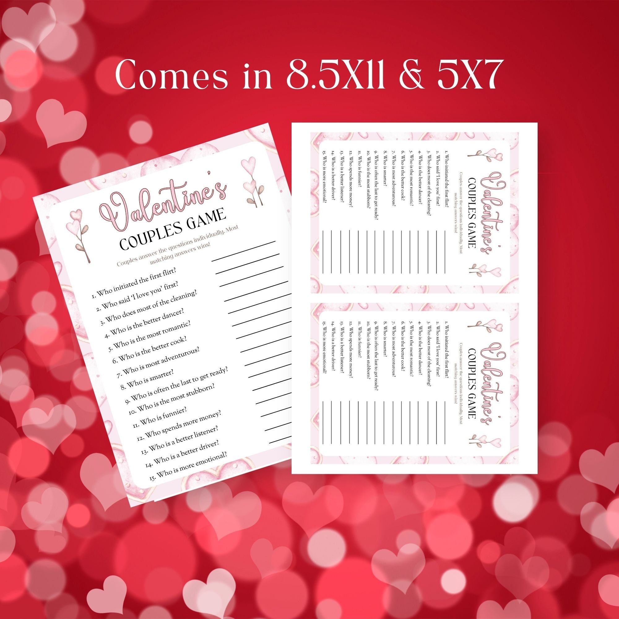 Valentine's Day Party Game for Couples, How Well Do You Know Your ...