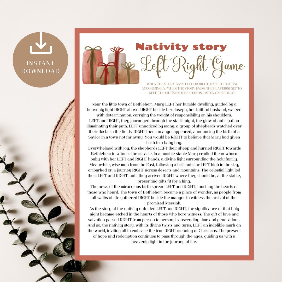 Nativity Story Left Right Christmas Game, Christmas Pass the Game Gift ...