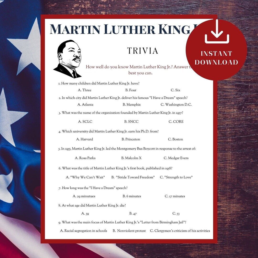 Martin Luther King Jr. Trivia, MLK Jr Day Classroom Game, Educational ...