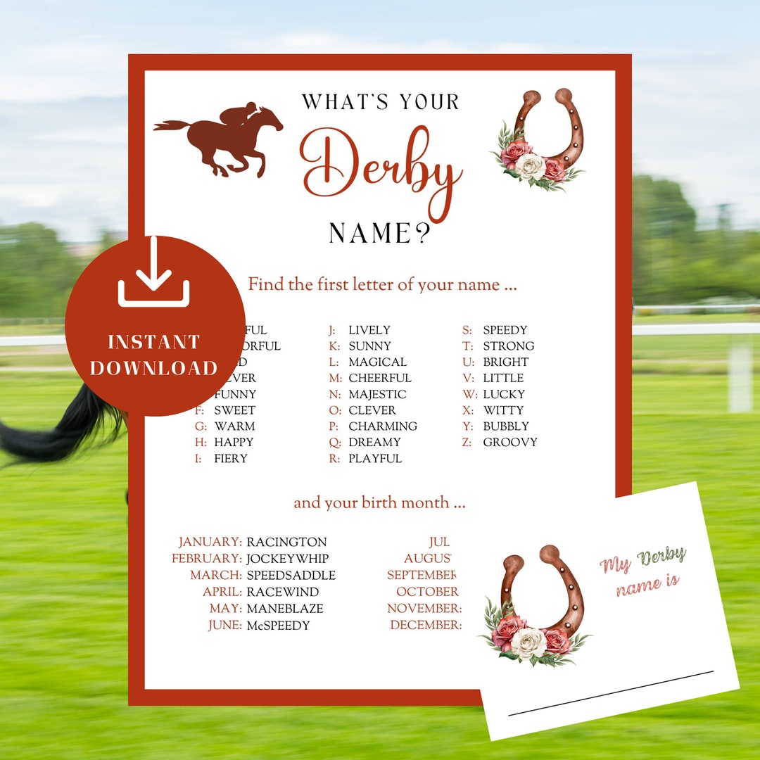 What's Your Derby Name, Kentucky Derby Party, Last Minute Idea ...